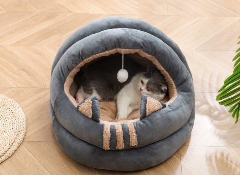 Pets Club Cat Bed Modern House With Plush Toy And Soft Cotton - Small ...